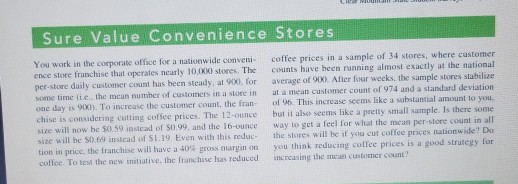 Solved Sure Value Convenience Stores ork in the corporate | Chegg.com