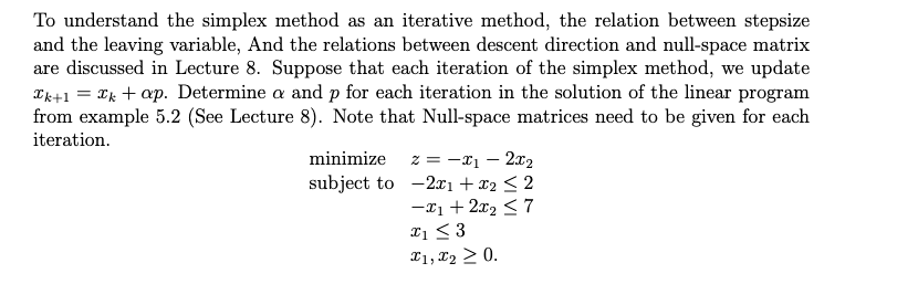 Solved To understand the simplex method as an iterative | Chegg.com