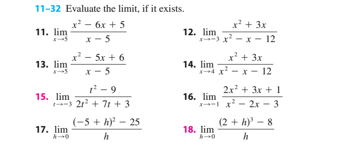 Solved 11-32 Evaluate the limit, if it exists. x2 - 6x + 5 | Chegg.com