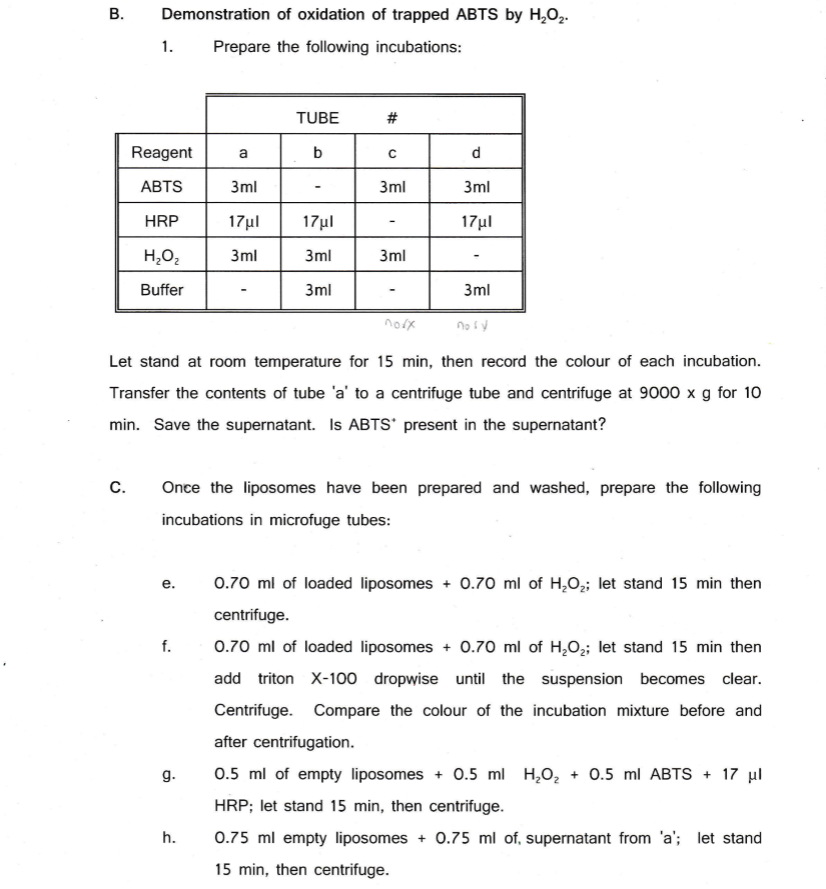 B. Demonstration of oxidation of trapped ABTS by H2O2 | Chegg.com