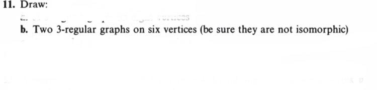 Solved 11. Draw: . b. Two 3-regular graphs on six vertices | Chegg.com