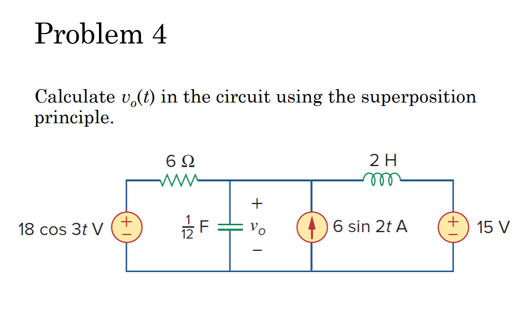 Solved Problem 4 Calculate vo(t) in the circuit using the | Chegg.com