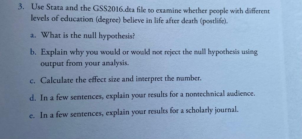 Solved STATA . Show codes used. An Introduction to | Chegg.com
