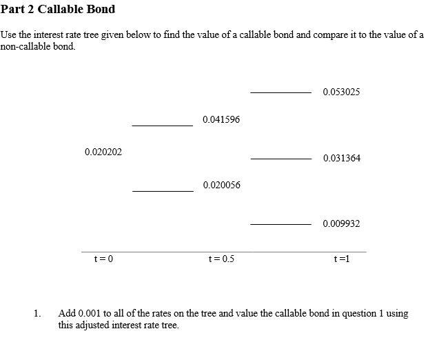 Part 2 Callable Bond Use the interest rate tree given | Chegg.com