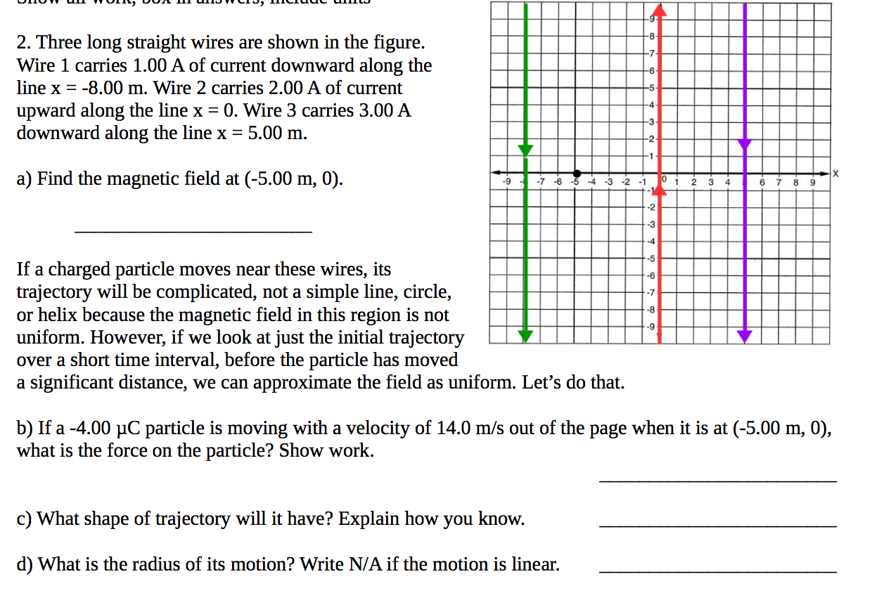 Solved -8 -7 -6 2. Three long straight wires are shown in | Chegg.com