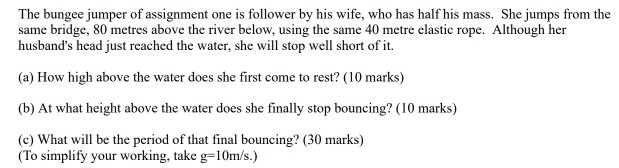 Solved The bungee jumper of assignment one is follower by | Chegg.com