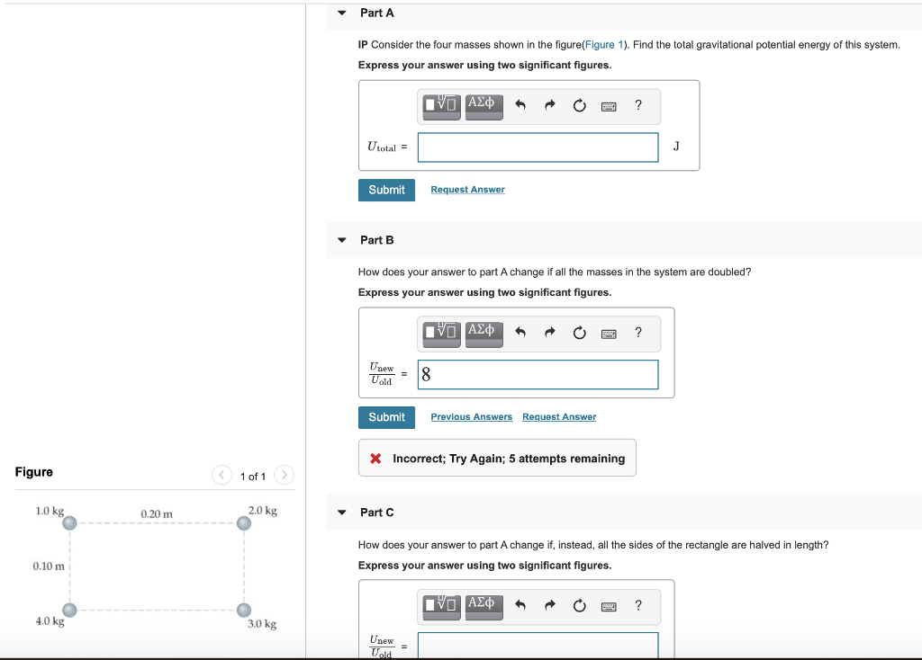 Solved Part A IP Consider the four masses shown in the | Chegg.com
