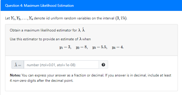 Solved Question 4: Maximum Likelihood Estimation Let Y1, 2, | Chegg.com