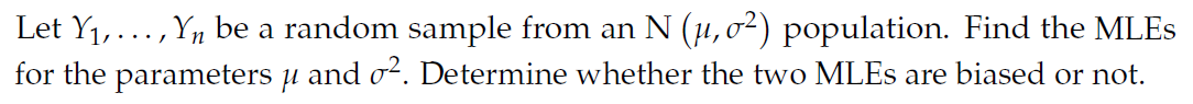 Solved Let Y1,…,Yn be a random sample from an N(μ,σ2) | Chegg.com