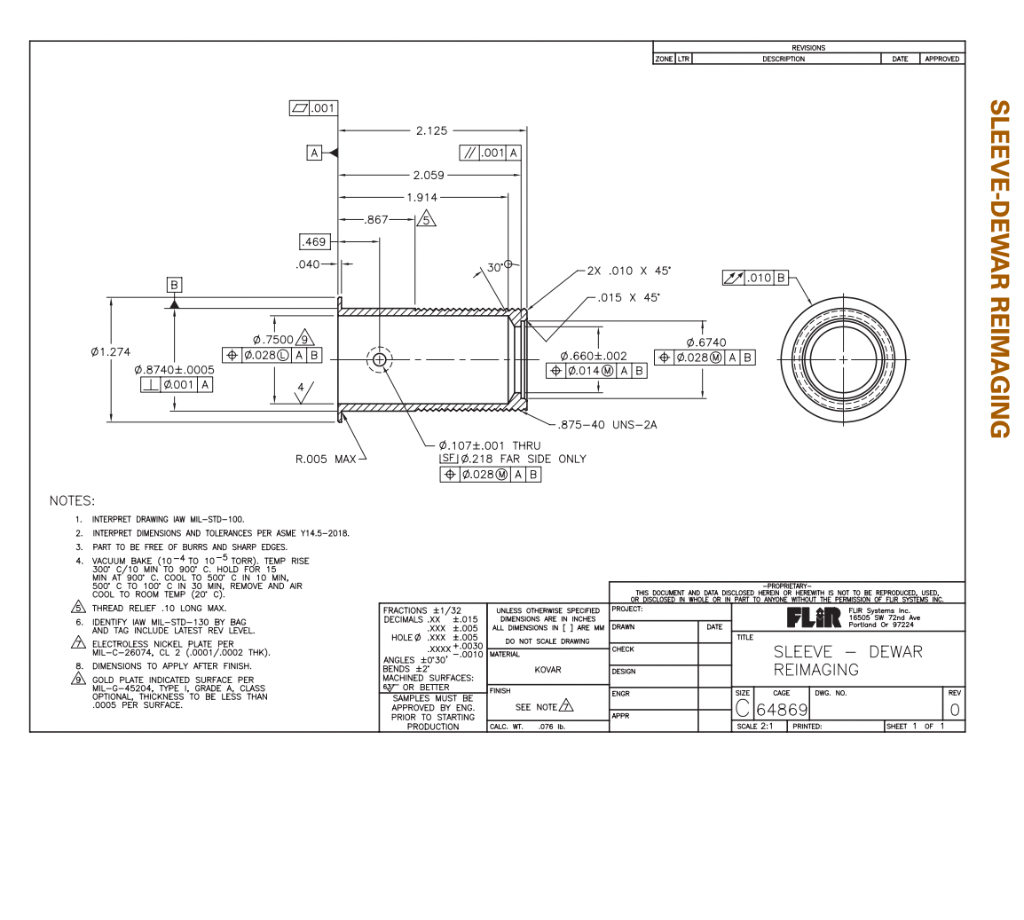 Refer to the print of the SLEEVE-DEWAR REIMAGING | Chegg.com