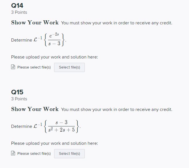 Solved Q14 3 Points Show Your Work You must show your work | Chegg.com