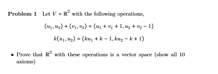 Solved Problem 1 ﻿Let V=R2 ﻿with the following | Chegg.com
