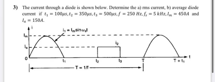 Solved 3) The current through a diode is shown below. | Chegg.com