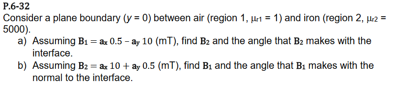 Solved Consider a plane boundary (y=0) between air (region | Chegg.com
