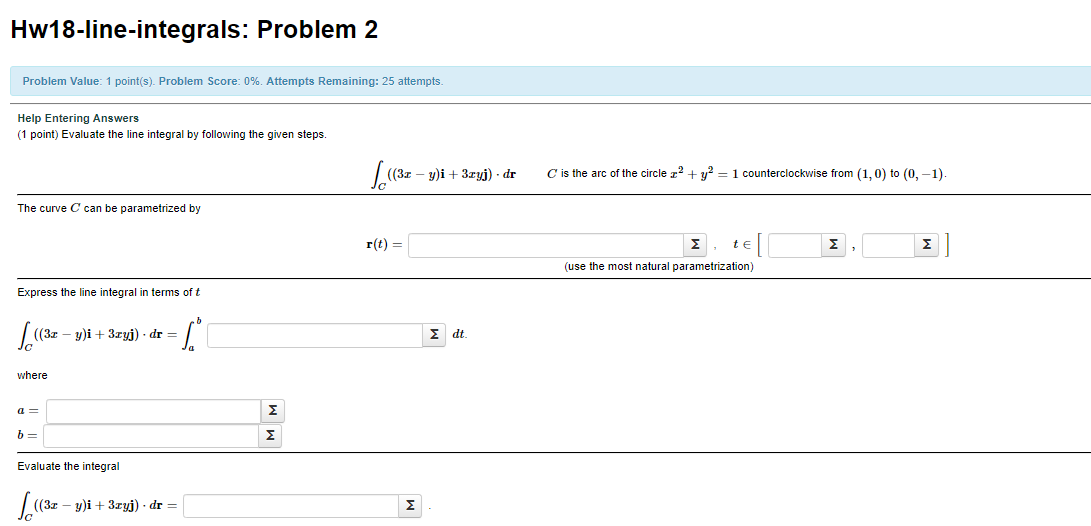 Solved Hw18-line-integrals: Problem 2 Problem Value: 1 | Chegg.com