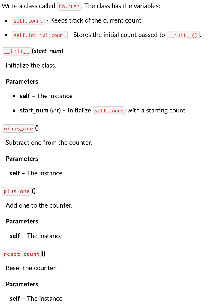 Solved Write A Class Called Counter The Class Has The 