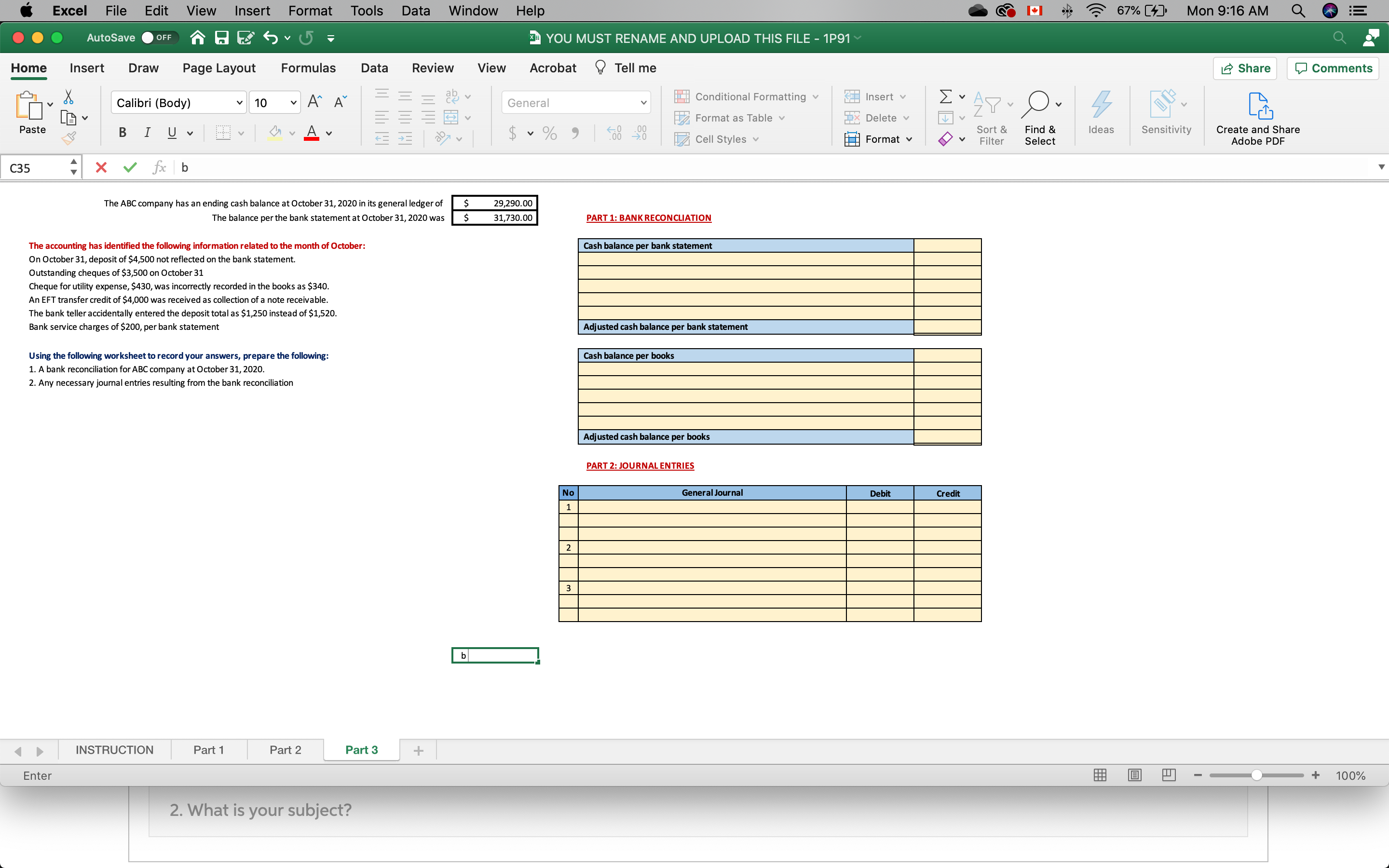 Solved Excel File Edit View Insert Format Tools Data Window | Chegg.com