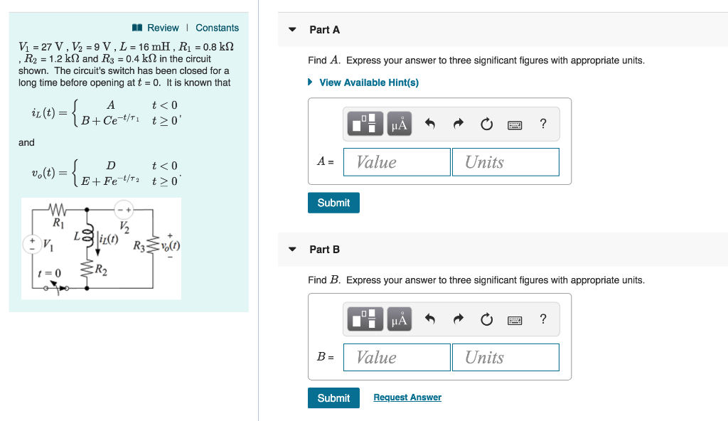Solved Review Constants Part A R2 1.2 kΩ and R3-04 kQin the | Chegg.com