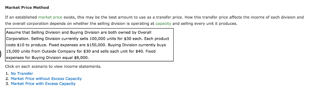 Solved Market Price Method If an established market price | Chegg.com