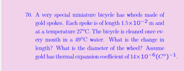 Solved A very special miniature bicycle has wheels made | Chegg.com