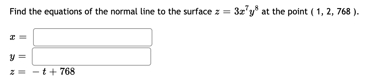 Solved Find the equations of the normal line to the surface | Chegg.com