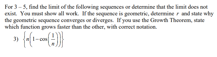 Solved For 3−5, find the limit of the following sequences or | Chegg.com