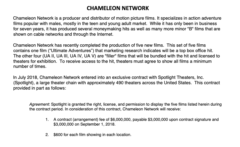 Solved CHAMELEON NETWORK Chameleon Network is a producer and | Chegg.com