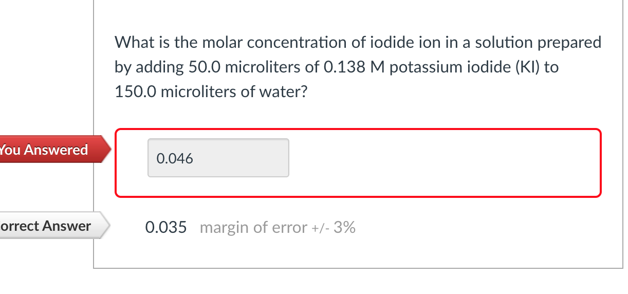 Solved What is the molar concentration of iodide ion in a | Chegg.com