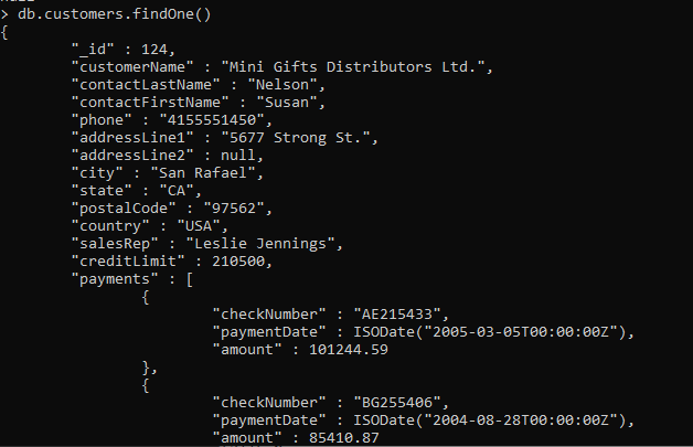 { db.orders.findone() "_id" : 10125, "orderDate" : | Chegg.com