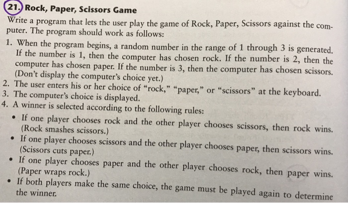 Solved (21, Rock, Paper, Scissors Game of Rock, Paper s | Chegg.com