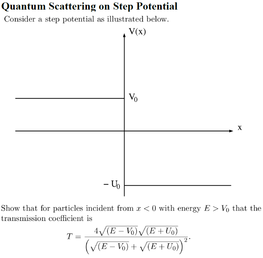 Solved Quantum Scattering on Step Potential Consider a step | Chegg.com