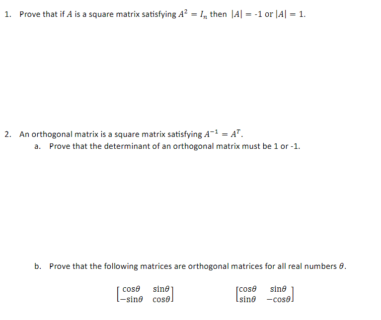 Solved 1. Prove that if A is a square matrix satisfying | Chegg.com