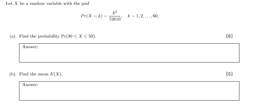 Solved Let X be a random variable with the pmf | Chegg.com