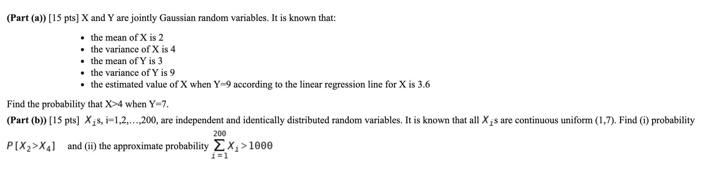 Solved (Part (a)) [15 pts] X and Y are jointly Gaussian | Chegg.com