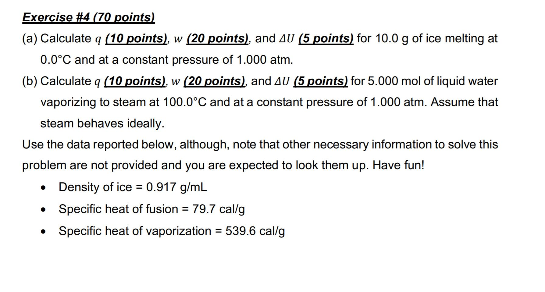 Solved SSU Exercise #4 (70 points) (a) Calculate q (10 | Chegg.com