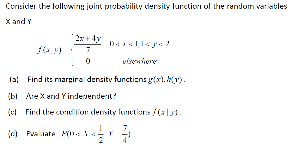 Solved Consider the following joint probability density | Chegg.com