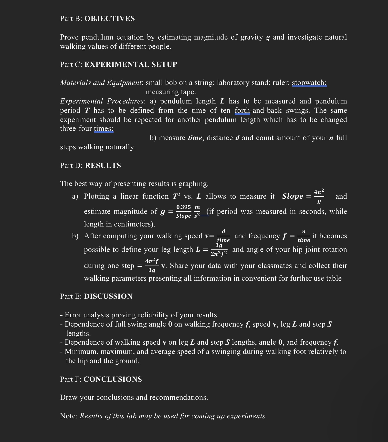 LAB SESSION 3. PERIODIC MOTION: WALKING Part A: TOPIC | Chegg.com