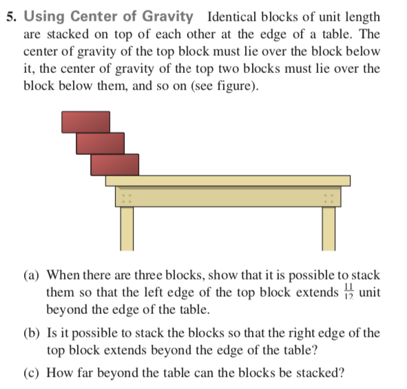 Solved 5. Using Center of Gravity Identical blocks of unit | Chegg.com
