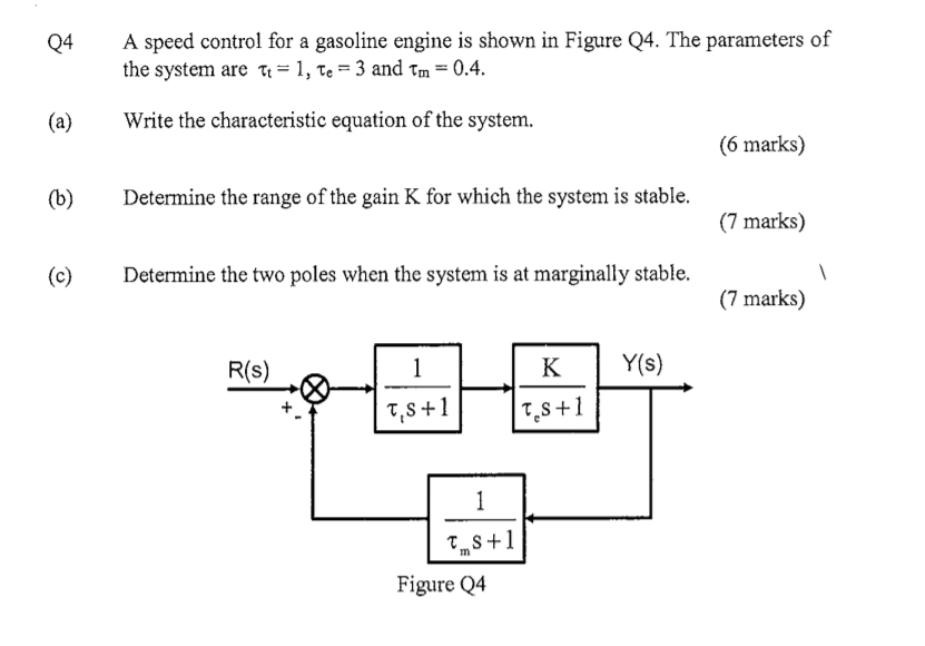 Solved A speed control for a gasoline engine is shown in | Chegg.com