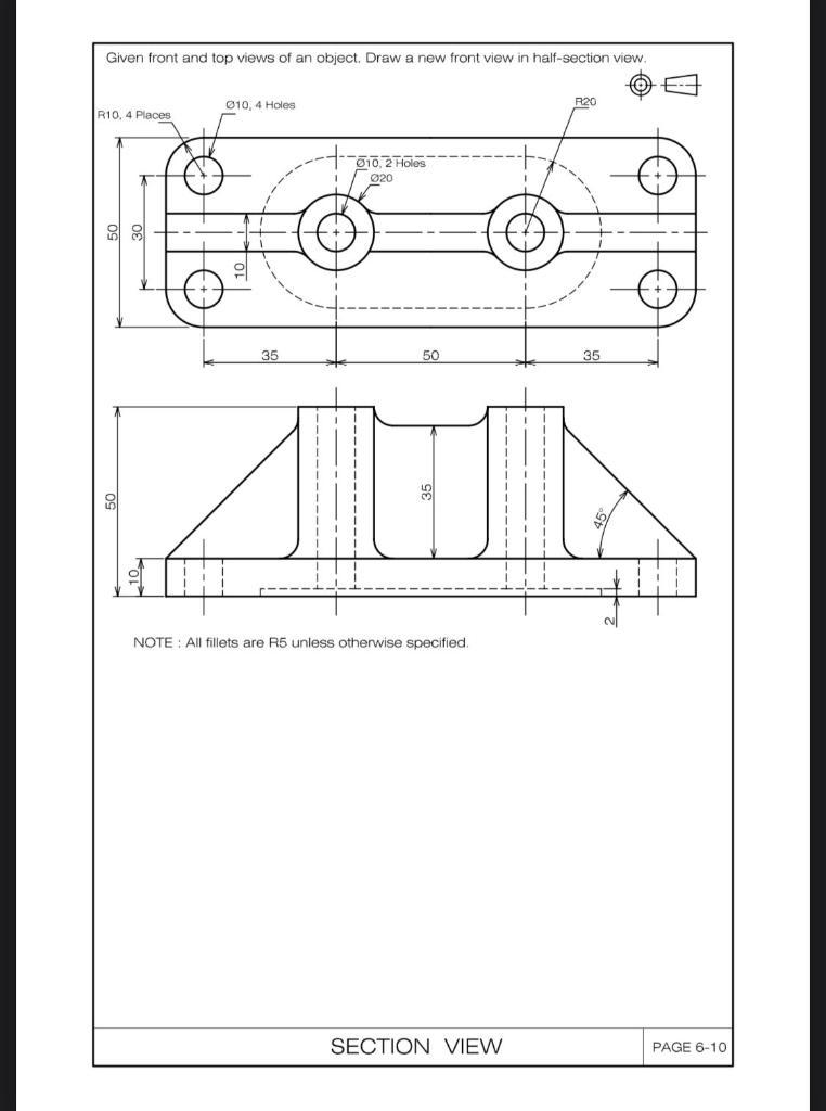 Solved Given front and top views of an object. Draw a new | Chegg.com