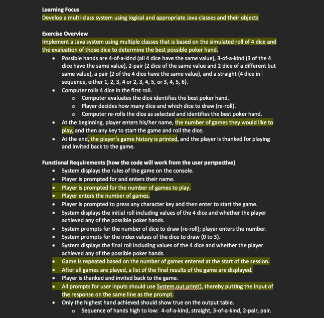Solved Learning Focus Develop A Multi Class System Using 