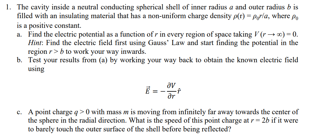Solved The cavity inside a neutral conducting spherical | Chegg.com