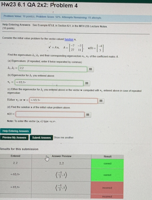 Solved Hw23 6.1 QA 2x2: Problem 4 Problem Value 10 ponts) | Chegg.com