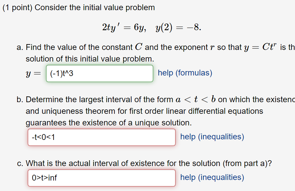 Solved (1 point) Consider the initial value problem 2ty' = | Chegg.com