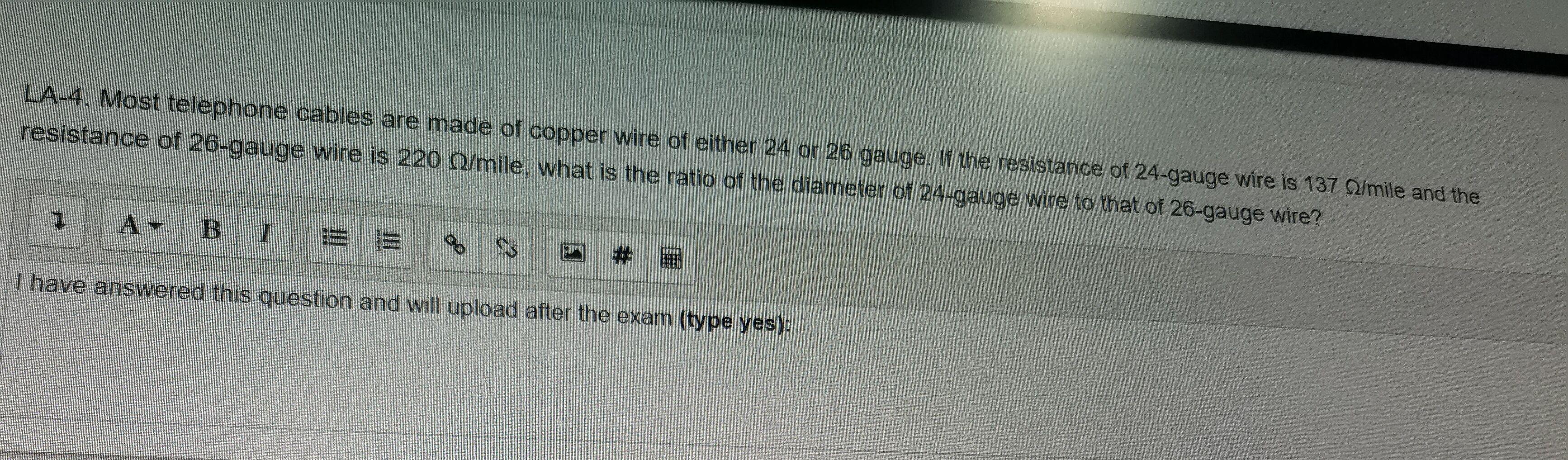 Solved LA-4. Most telephone cables are made of copper wire | Chegg.com