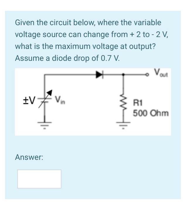 Solved Given The Circuit Below Where The Variable Voltage 