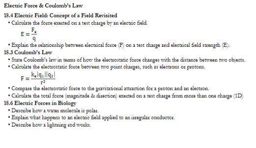 Solved Electric Force \& Coulomb's Law 18.4 Electric Field: | Chegg.com