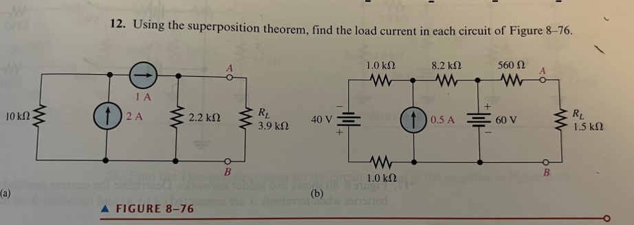 Solved 12. Using the superposition theorem, find the load | Chegg.com