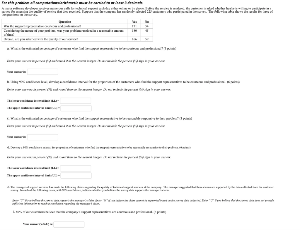 Solved For this problem all computations/arithmetic must be | Chegg.com