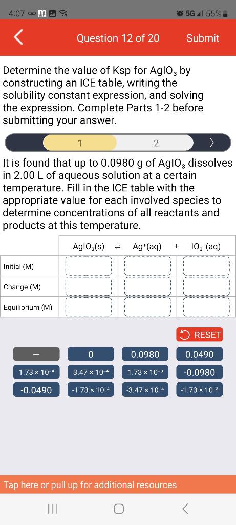 Solved Determine the value of Ksp for AgIO3 by constructing | Chegg.com